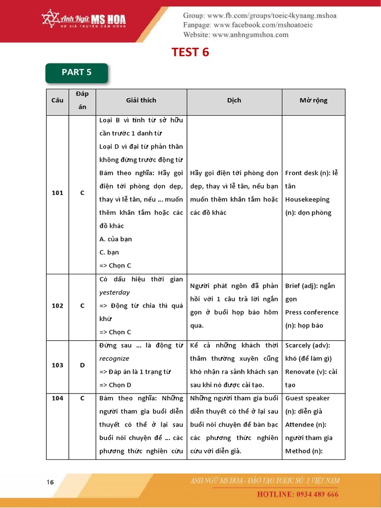 Giải Chi Tiết Xanh Cam- Reading Test 6-10 | PDF