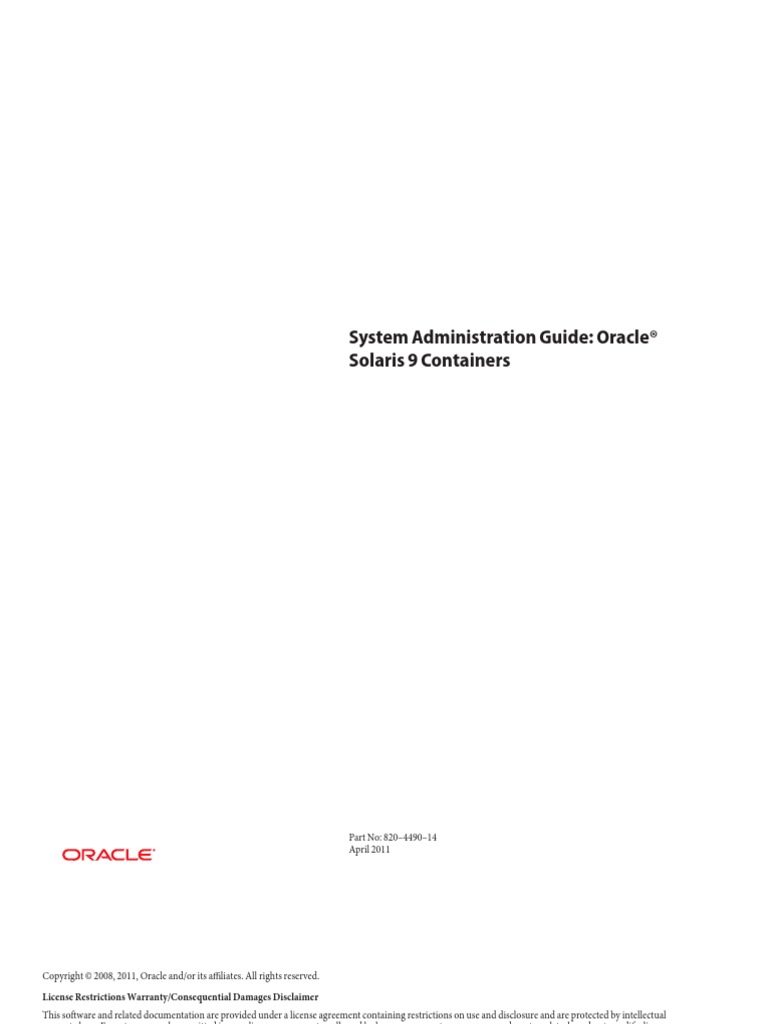 System Administration Guide: Oracle® Solaris 9 Containers: Part No: 820 ...