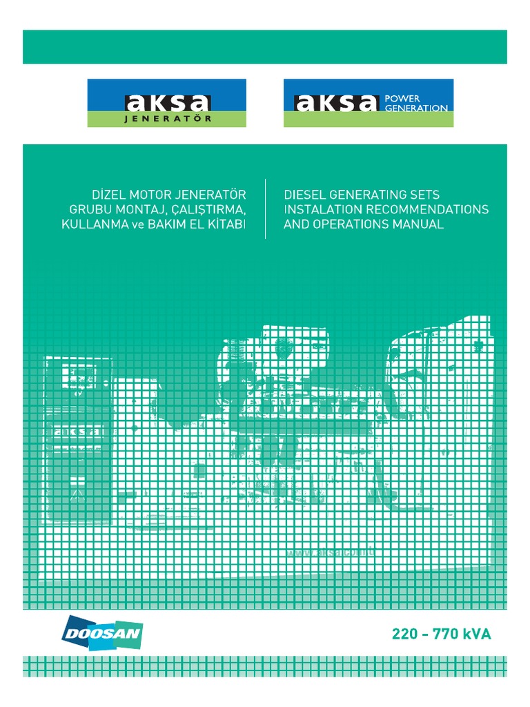 Doosan Aksa AD220 הוראות התקנה תכנות והפעלה באנגלית לגנרטור דגם | PDF