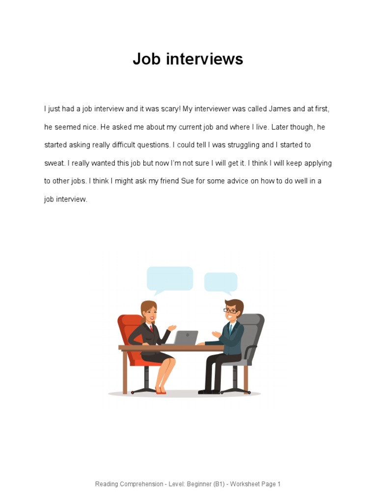 Job Interviews: Reading Comprehension - Level: Beginner (B1 ...