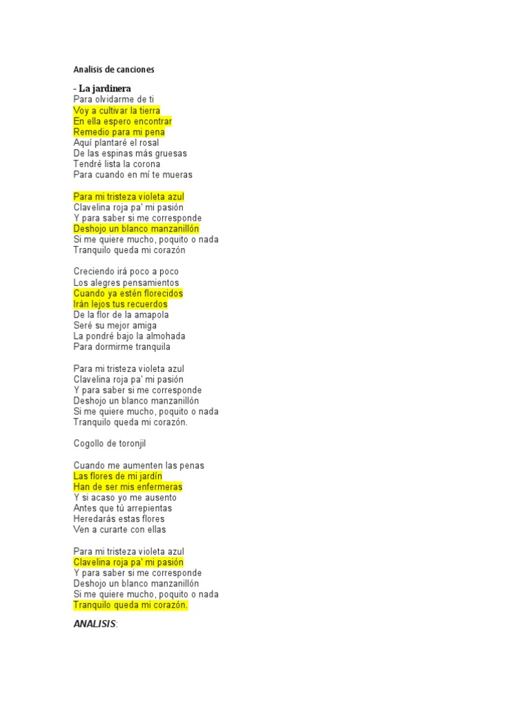 Analisis de Canciones | PDF | America latina | Amor