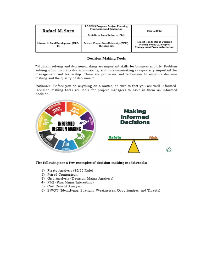 Decision Making Tools | PDF | Swot Analysis | Business