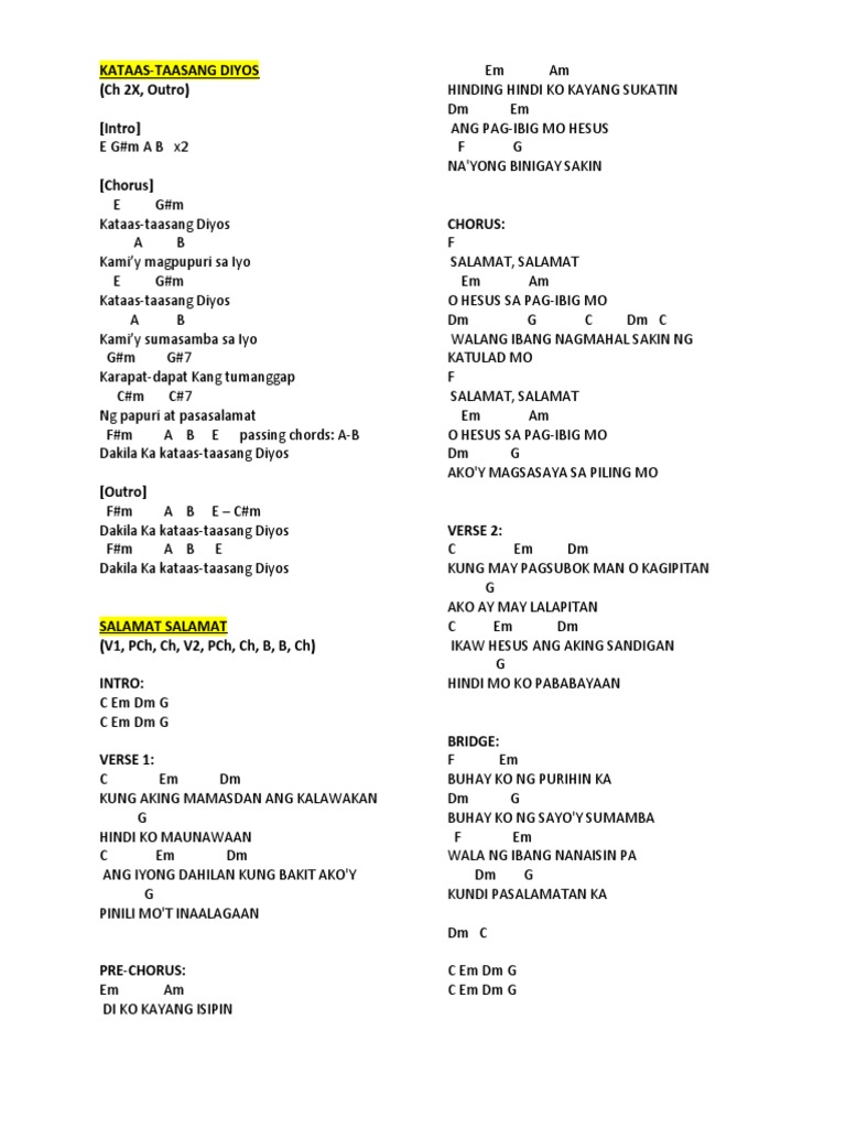 Line Up Chords - June 12 2022 | PDF