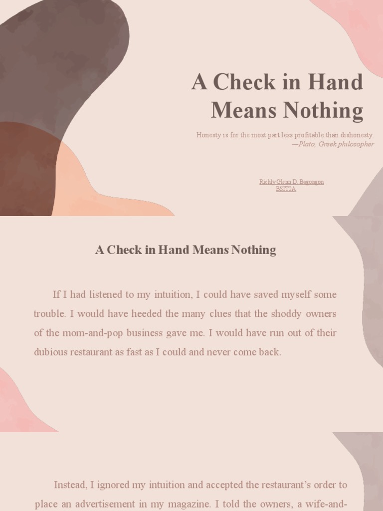 A Check in Hand Means Nothing | PDF | Banks