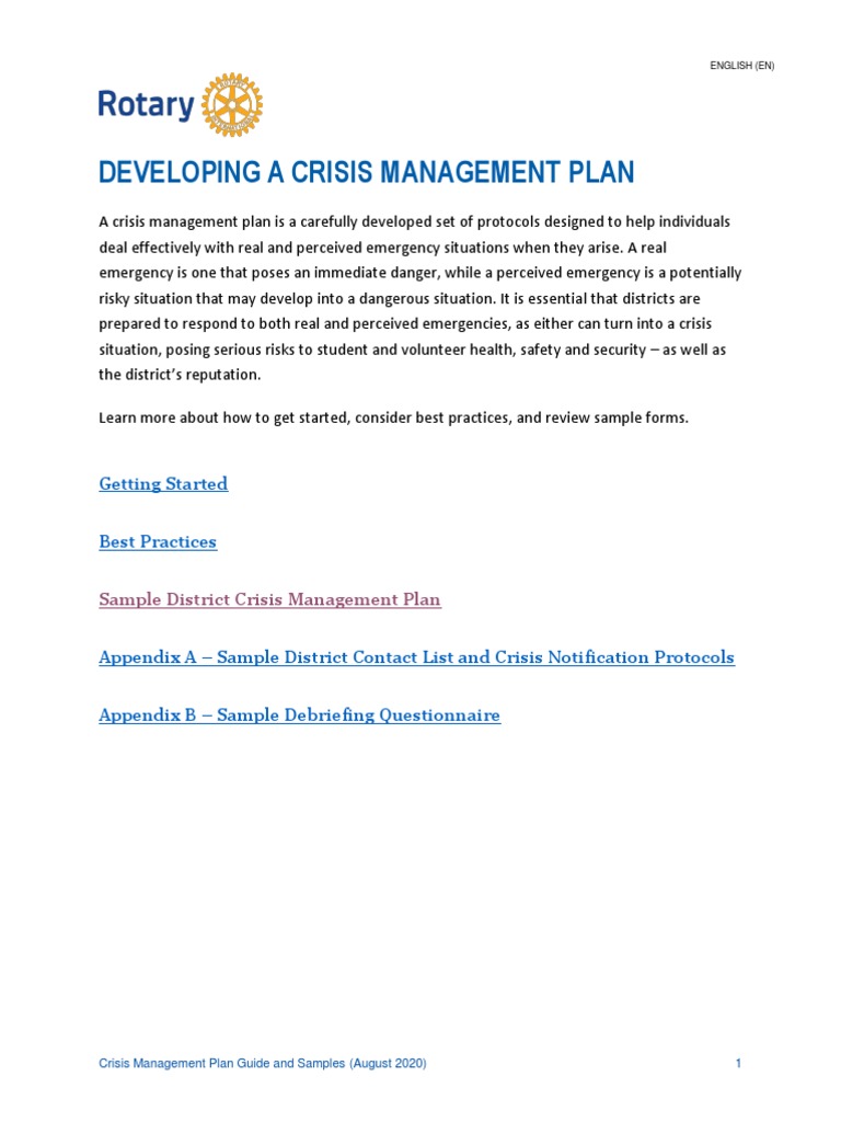 Crisis Management Plan Development Guide | PDF | Crisis Management ...
