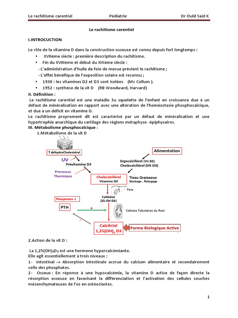 Rachitisme Carentiel : Diagnostic et Traitement | PDF | Vitamine D ...