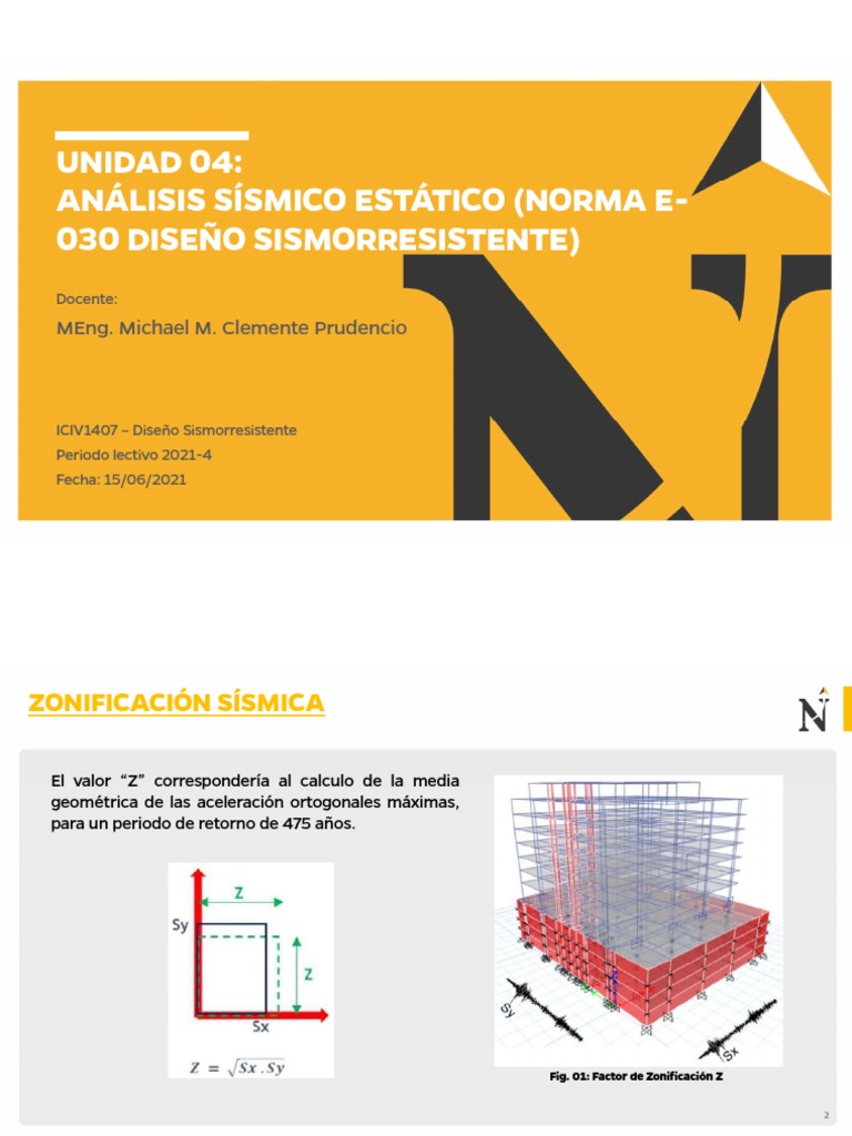 Semana 04. Analisis Sismico Estatico (Norma E-030) | PDF | Hormigón | Concreto reforzado