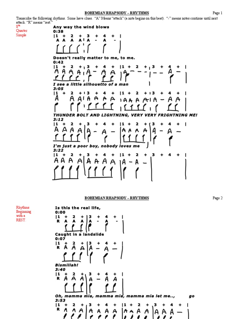 Bohemian Rhapsody Rhythm | PDF | Musical Forms