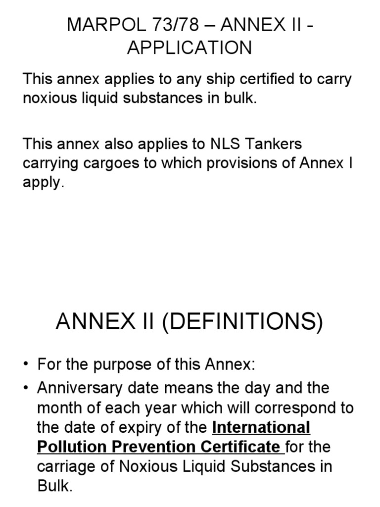 Annex Ii Marpol | PDF | Pump | Water