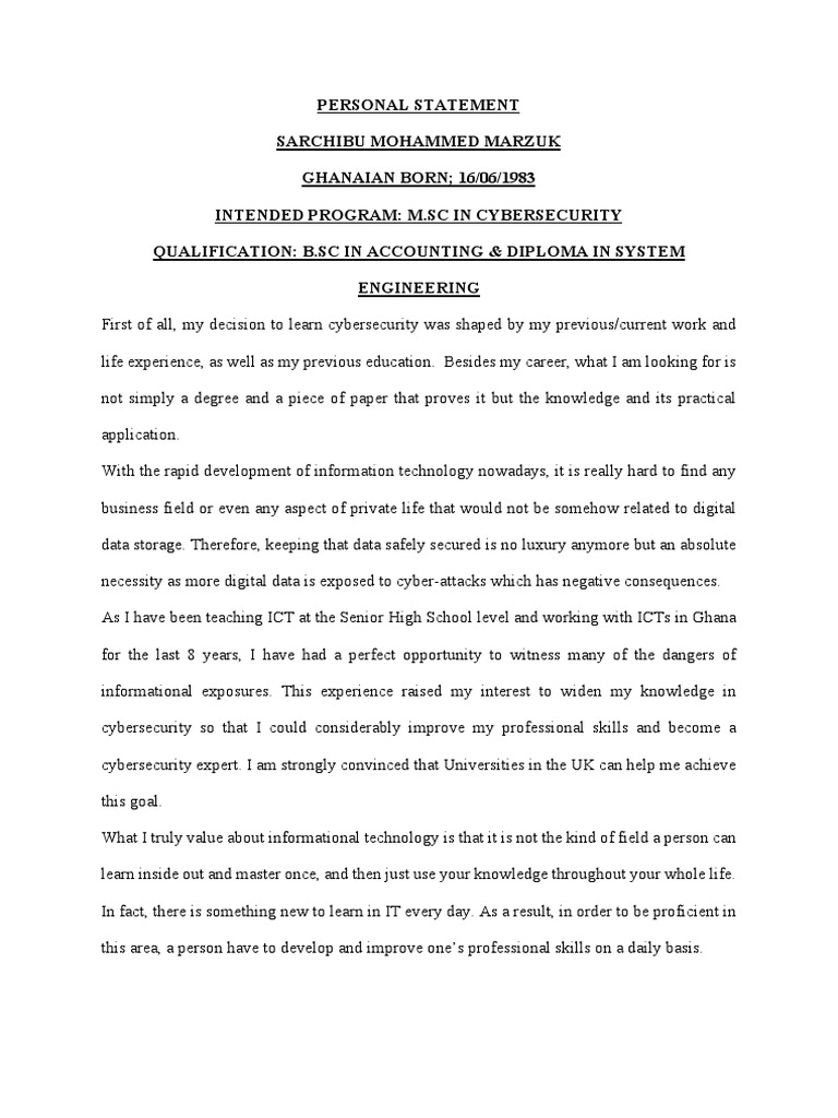 Personal Statement | PDF | Security | Computer Security