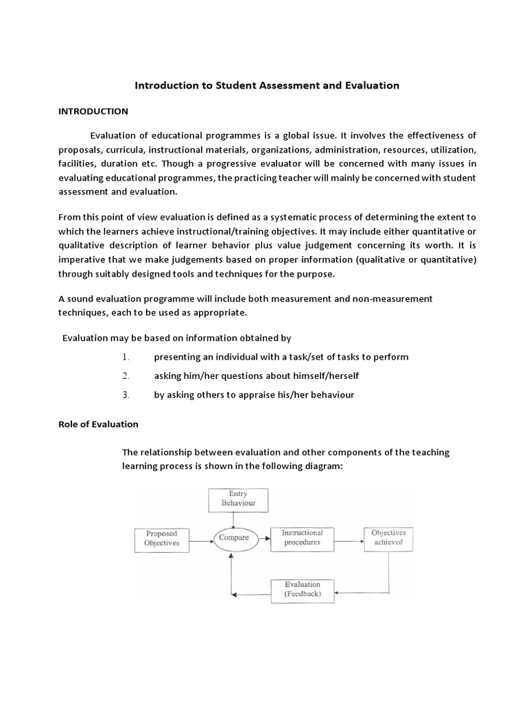 Introduction To Assessment and Evaluation | PDF | Evaluation ...