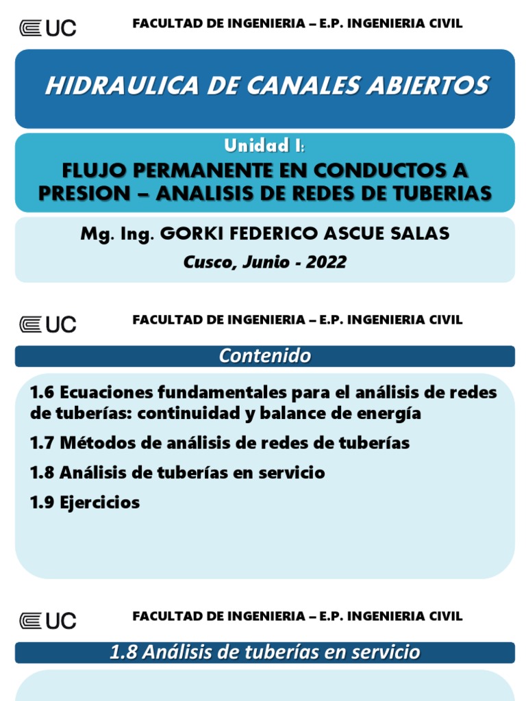 Sem2.9 Ejercicios Tuberias 2022 | PDF | Tubería (transporte de fluidos) | Ingeniero civil