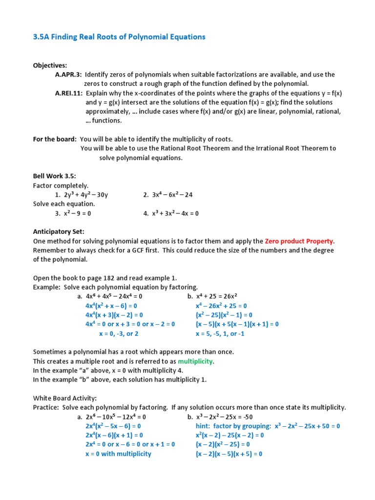 3.5A Finding Real Roots of Polynomial Equations | Download Free PDF ...