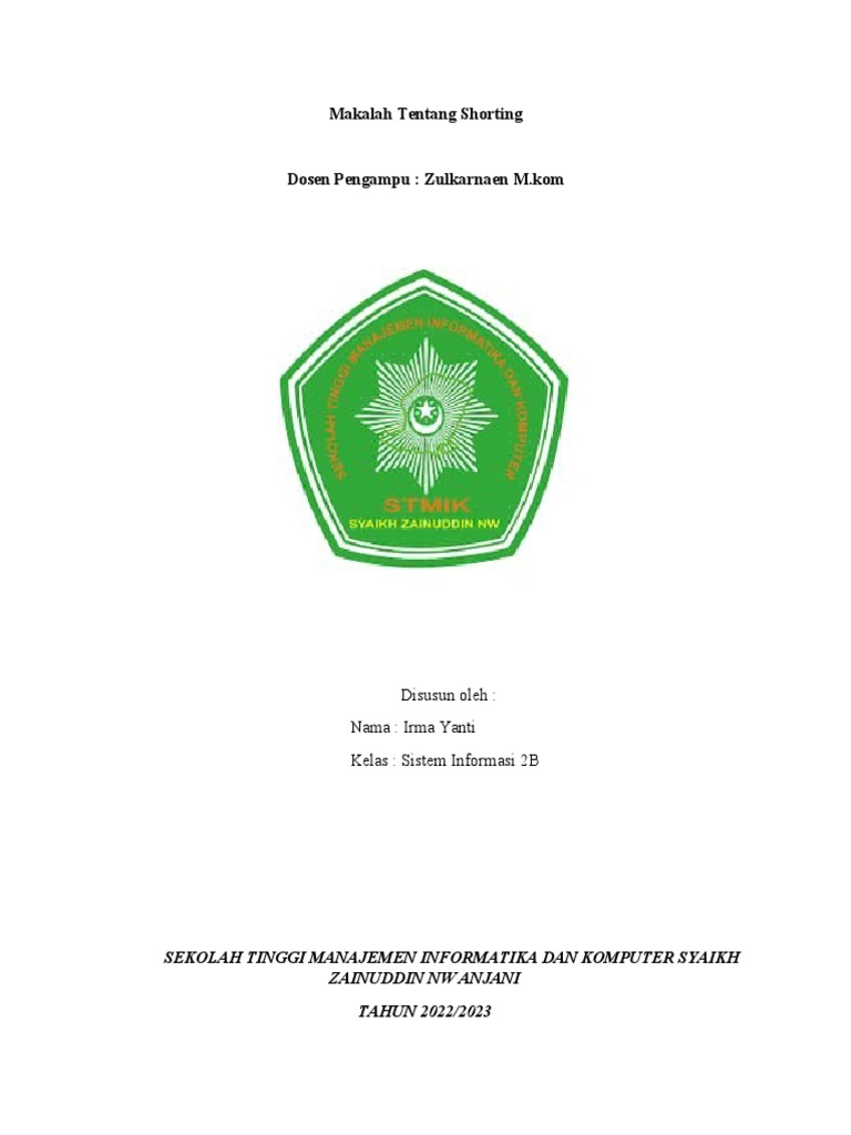Algoritma Sorting: Bubble, Insertion, Selection, Quick, Merge, Radix | PDF | Metode & Bahan Ajar ...