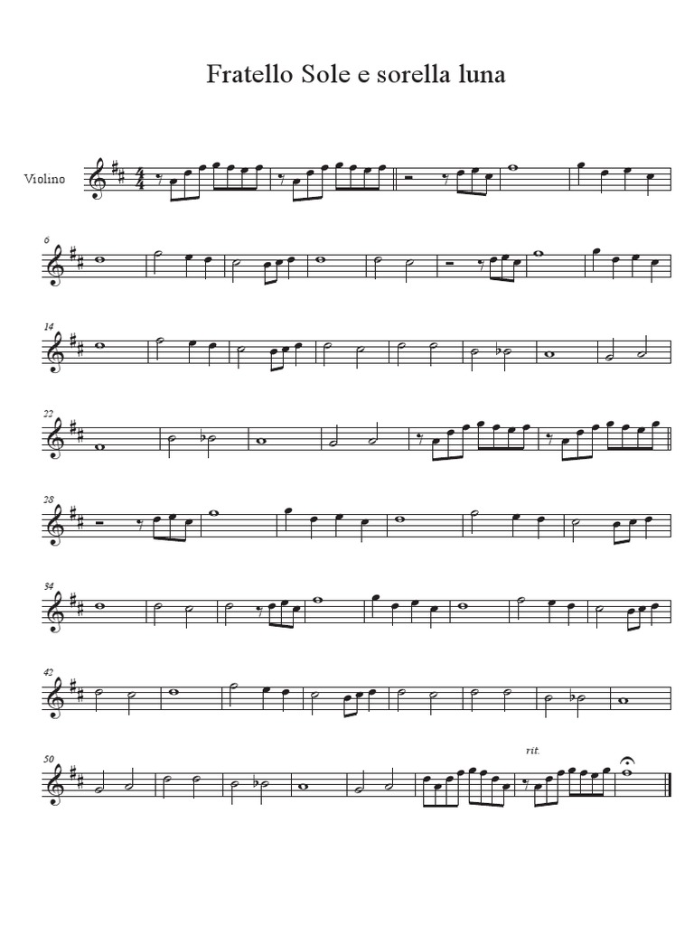 Fratello Sole e Sorella Luna - Violino | PDF