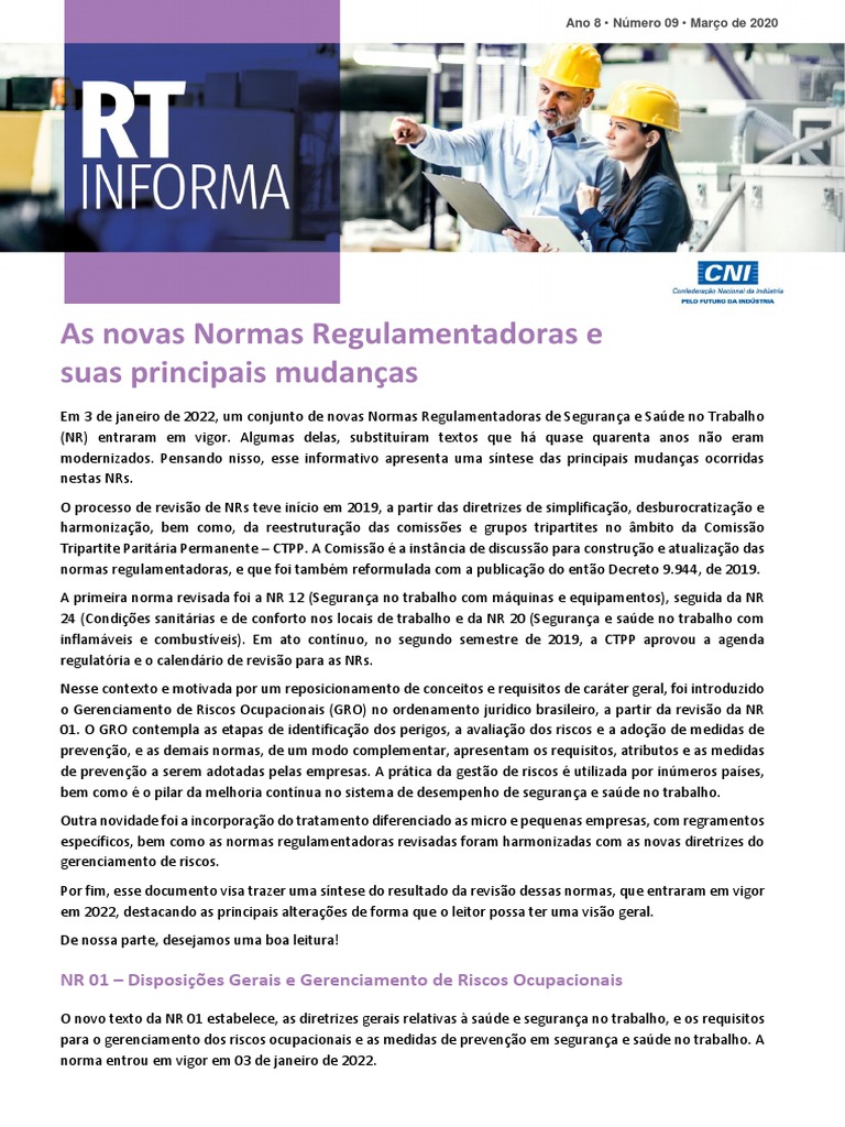 RT Informa - N. 09 MARCO - As Novas Normas Regulamentadoras e Suas ...