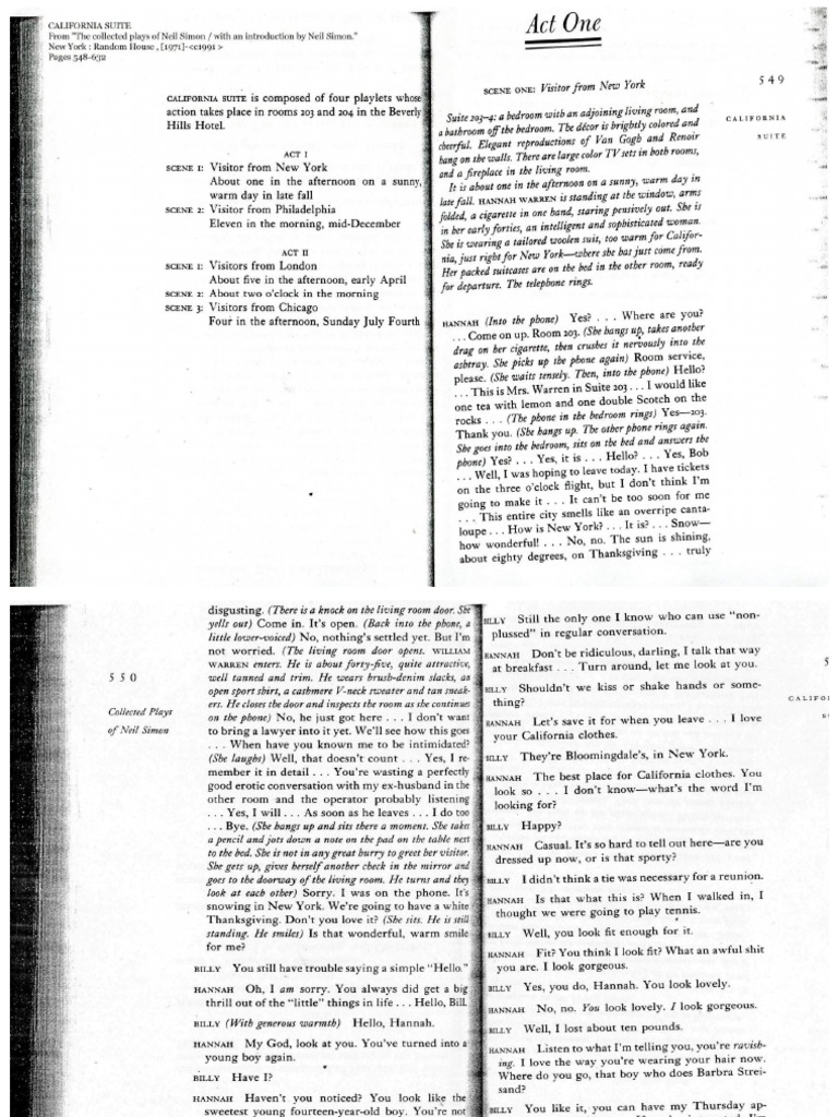 California Suite Whole Script | PDF