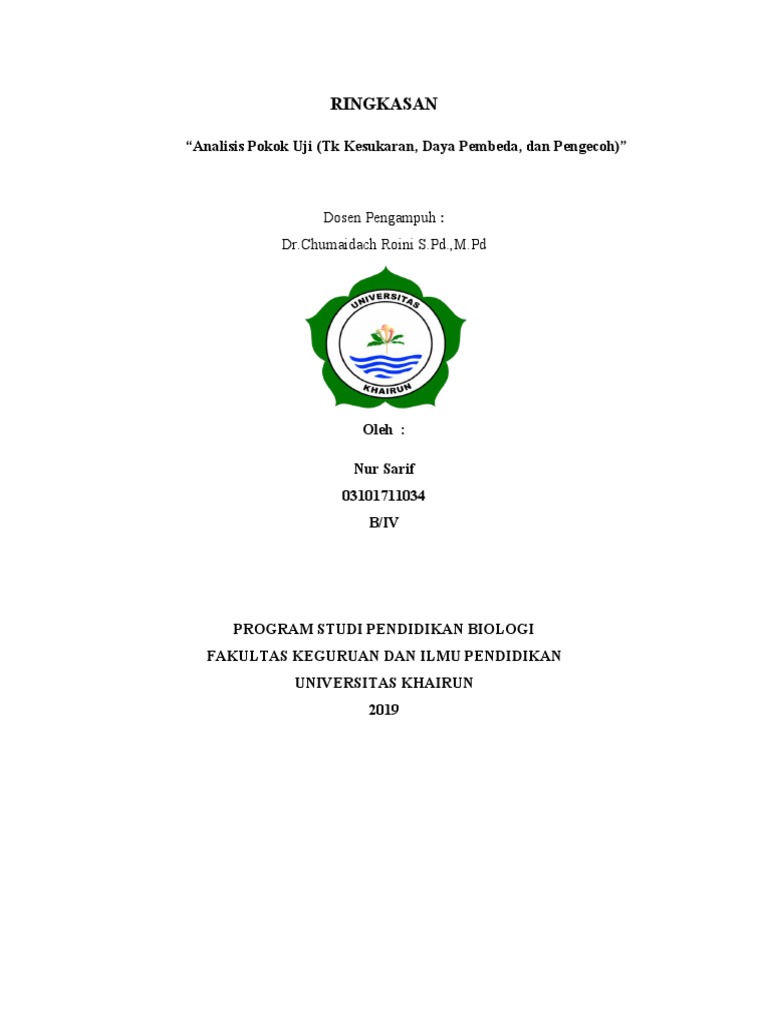 Analisis Uji Soal: Kesukaran dan Daya Pembeda | PDF