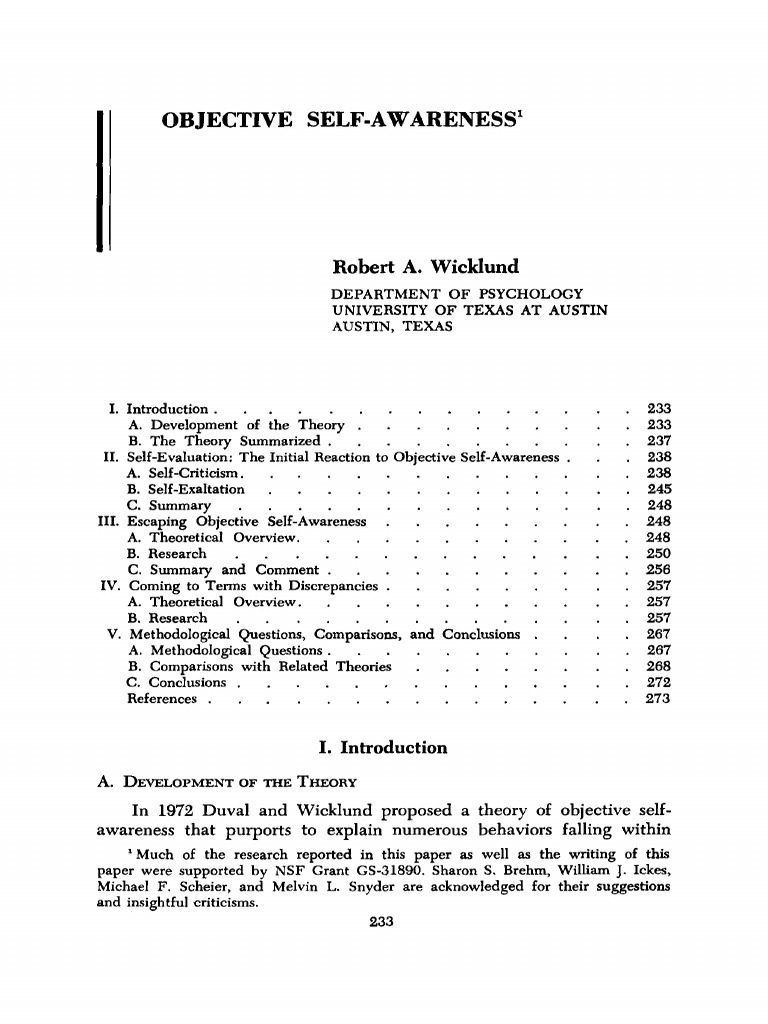 A Theory of Objective Awareness | PDF | Self Awareness | Attention