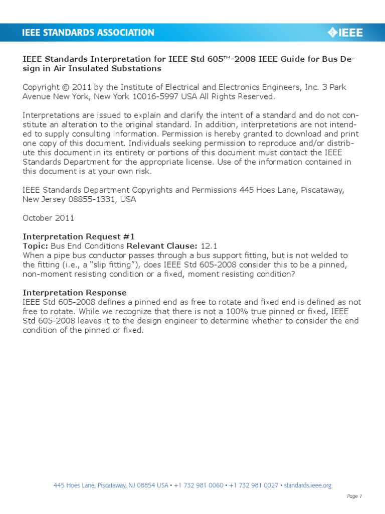 IEEE Standards Interpretation For IEEE STD 605™-2008 IEEE Guide For Bus ...