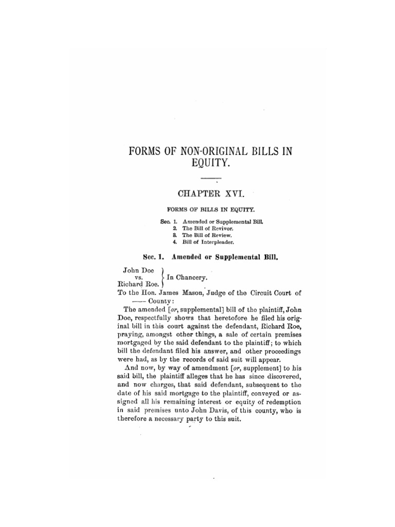 Forms of Bills in Equity | PDF