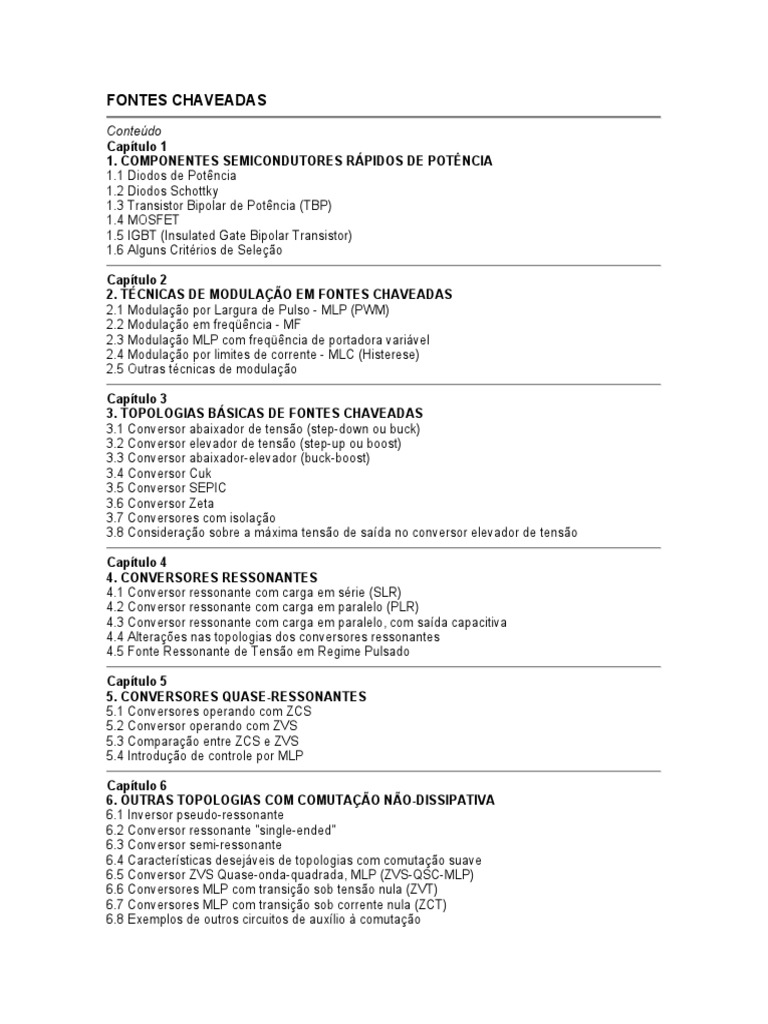 Fontes Chaveadas: Componentes e Topologias | PDF | Diodo | MOSFET