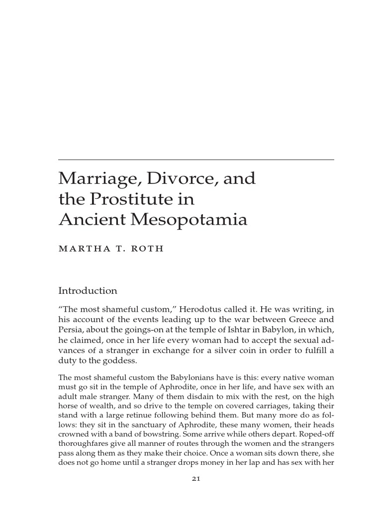 Prostitution and Marriage in Ancient Mesopotamia | PDF | Marriage ...