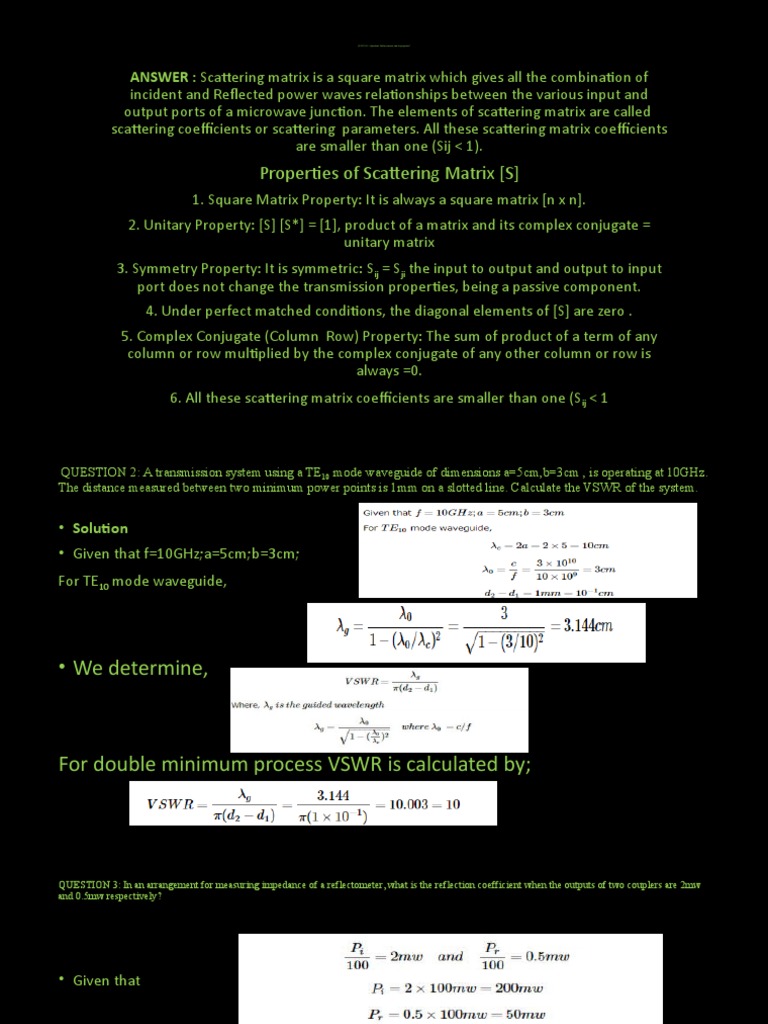 Solved Problems in Microwave Engineering | PDF | Matrix (Mathematics ...