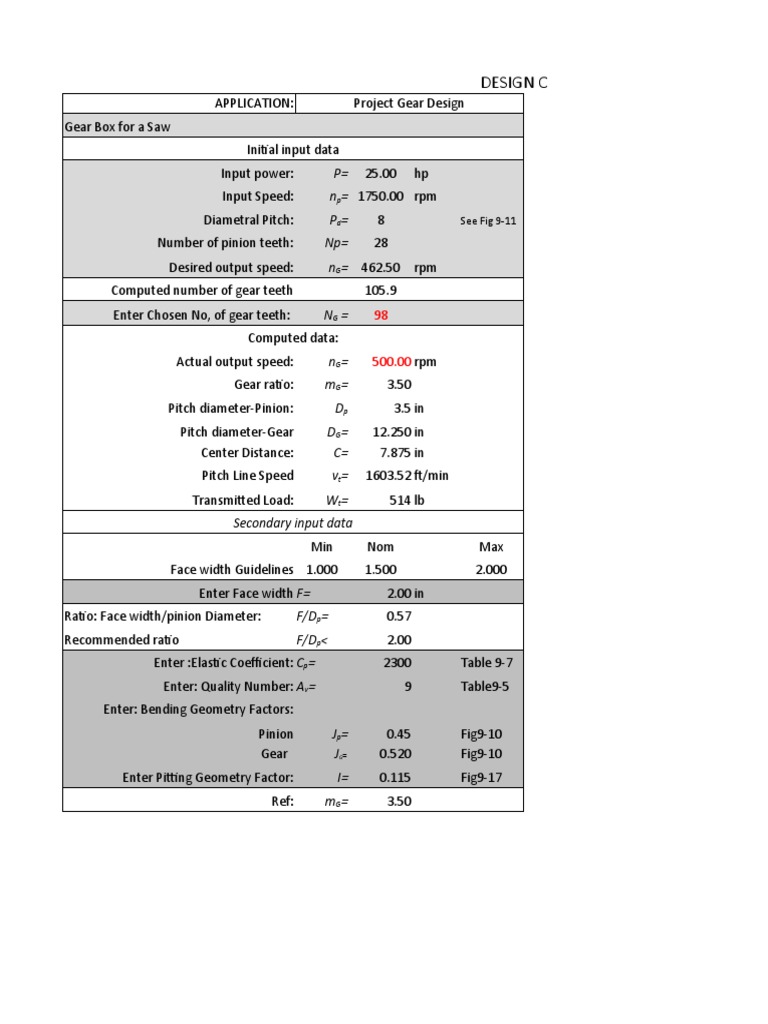 Project Gear Design Template | PDF | Gear | Mechanical Engineering