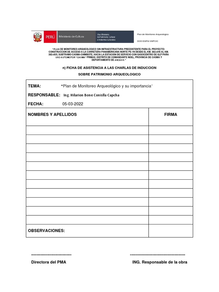 FICHAS DE INDUCCION PMA CASMA Ok | PDF | La carretera | Transporte de tierra
