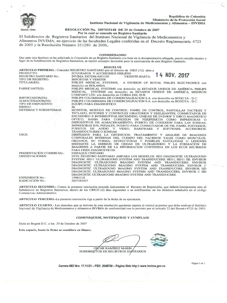 Registro Invima Invima 2007dm-0001109 Clearvue (350,550,650) | PDF ...