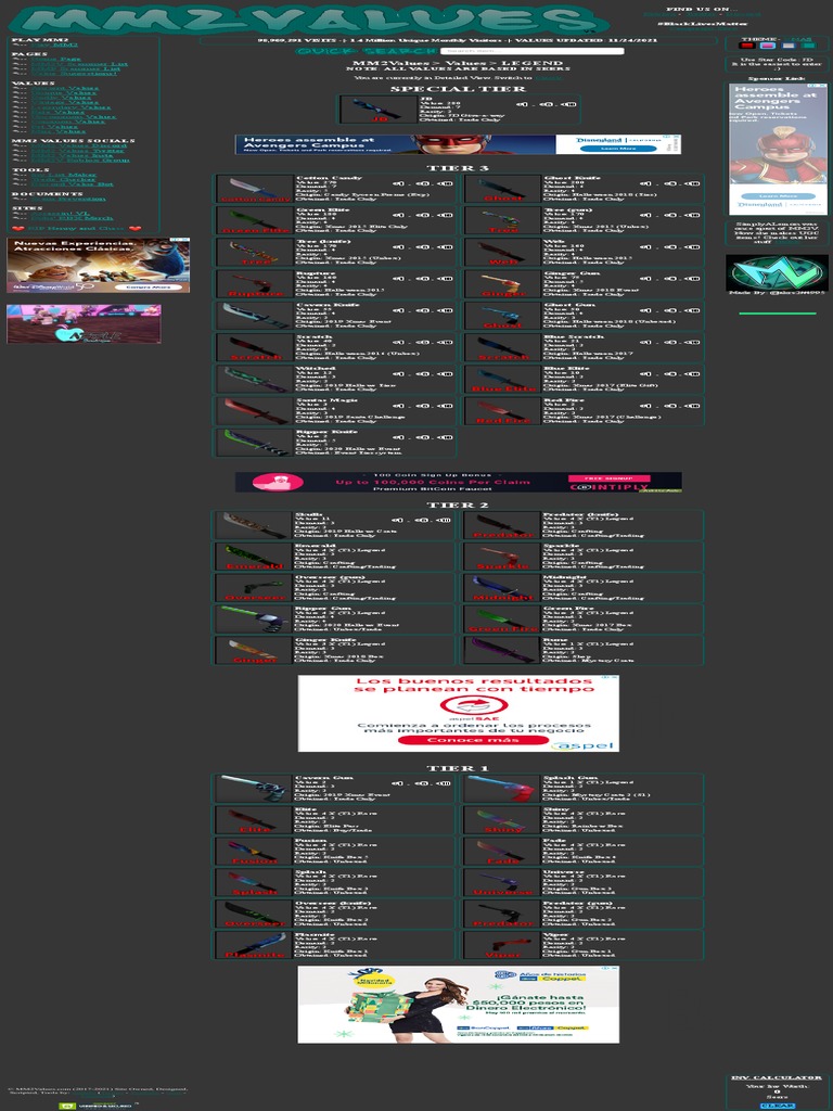 The Official Murder Mystery 2's Value List 2 | PDF