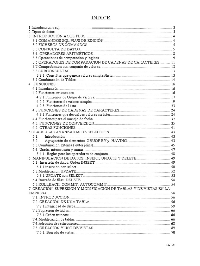 Fundamentos Sql Oracle Pdf Sql Bases De Datos