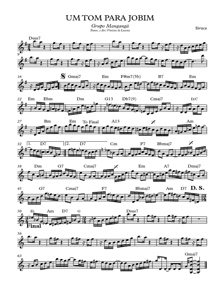 Um Tom para Jobim - Partitura Completa | PDF