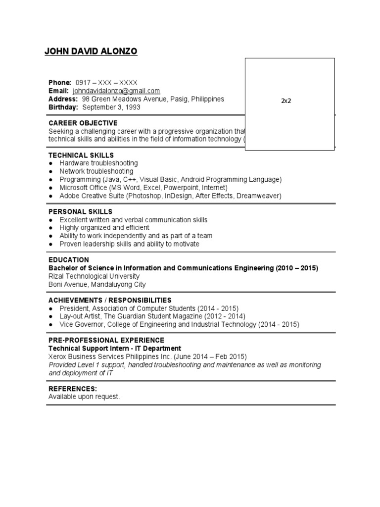 JobStreet-Sample-Resume-1 | PDF