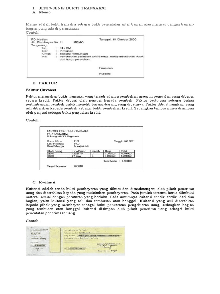 Jenis-Jenis Bukti Transaksi | PDF