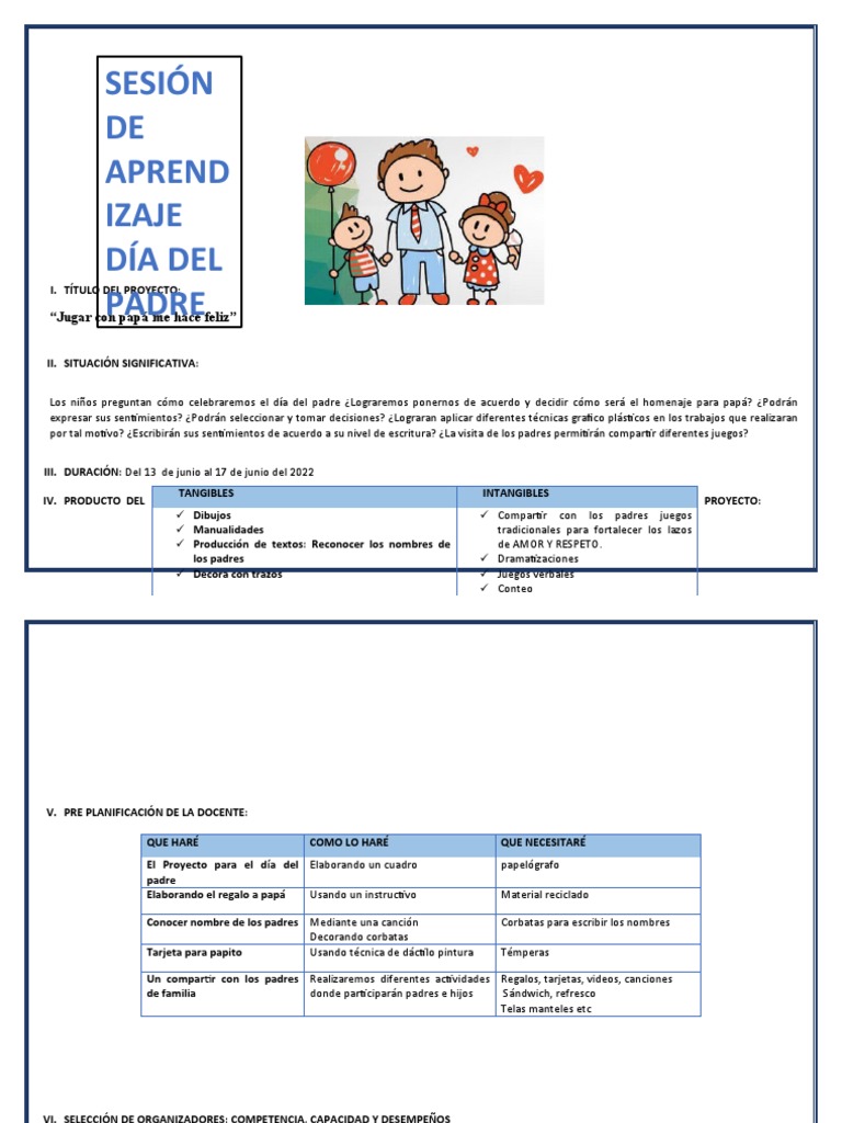 Sesión de Aprendizaje: Día del Padre | PDF | Evaluación | Aprendizaje
