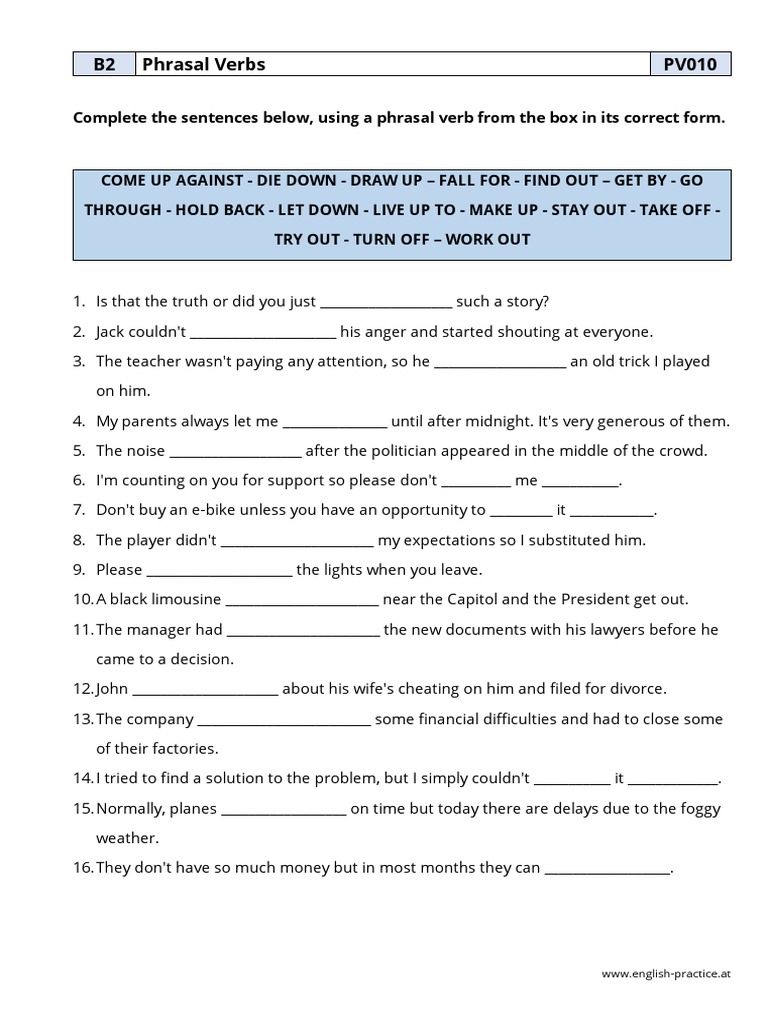 B2 Phrasal Verbs PV010: WWW - English-Practice - at | PDF