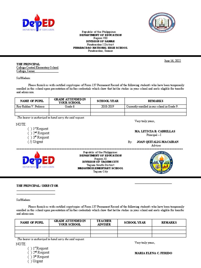 Request Form 137 Short | PDF