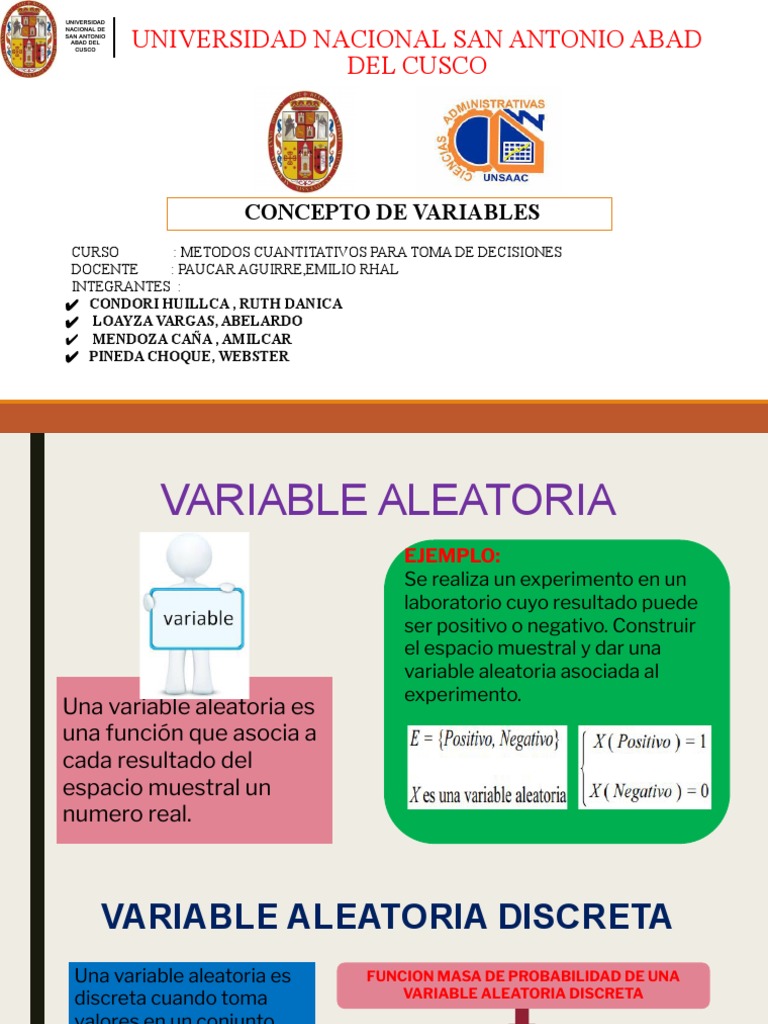 Concepto de Variables | PDF | Variable aleatoria | Probabilidad