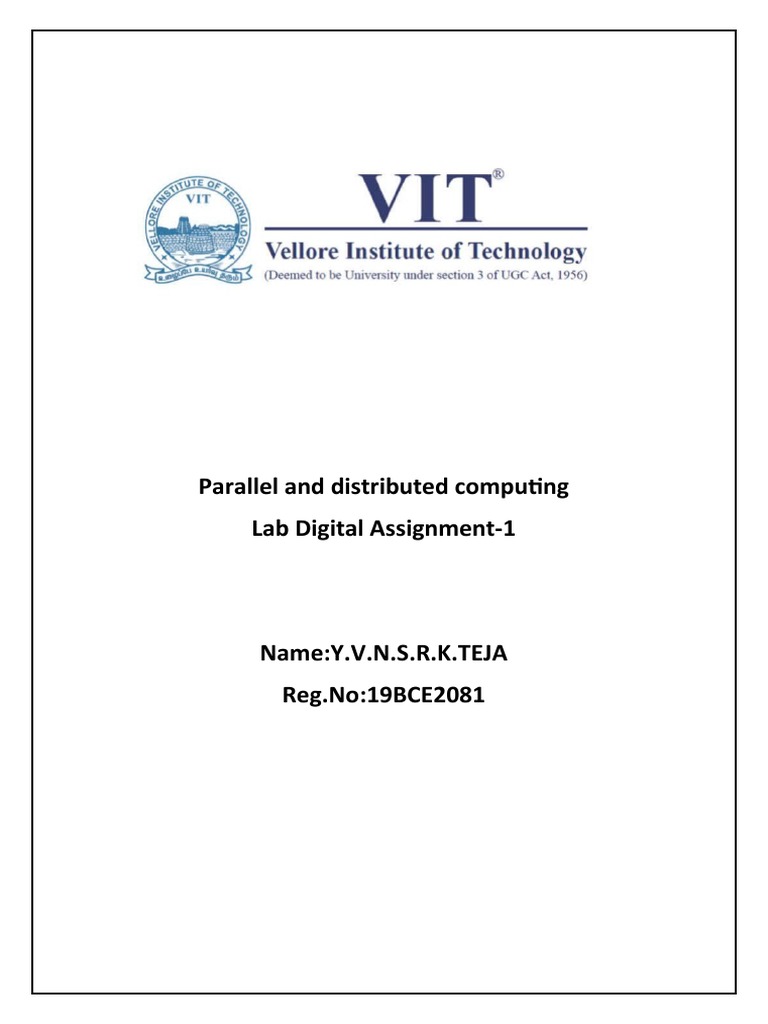 Parallel and Distributed Computing Lab Digital Assignment-1 | PDF