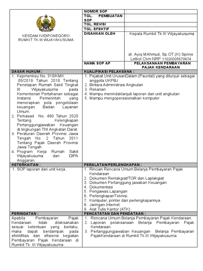 1.sop Ap Belanja Pajak Ran | PDF