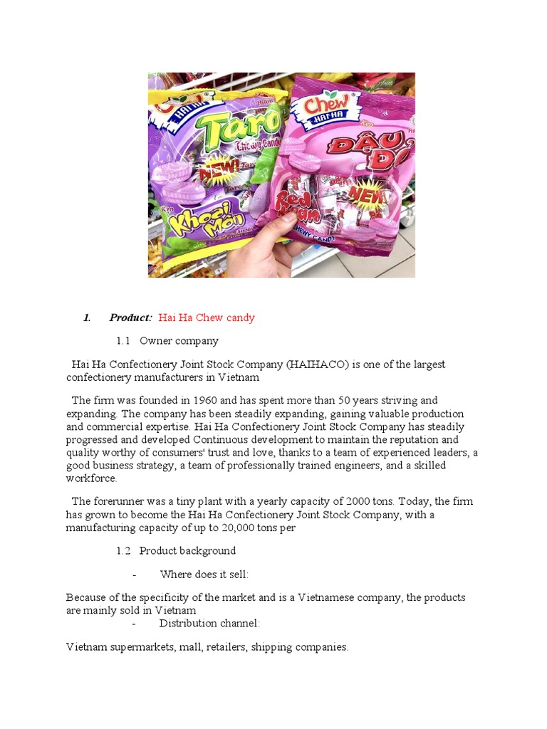 Product:: Hai Ha Chew Candy | PDF | Market Segmentation | Microeconomics