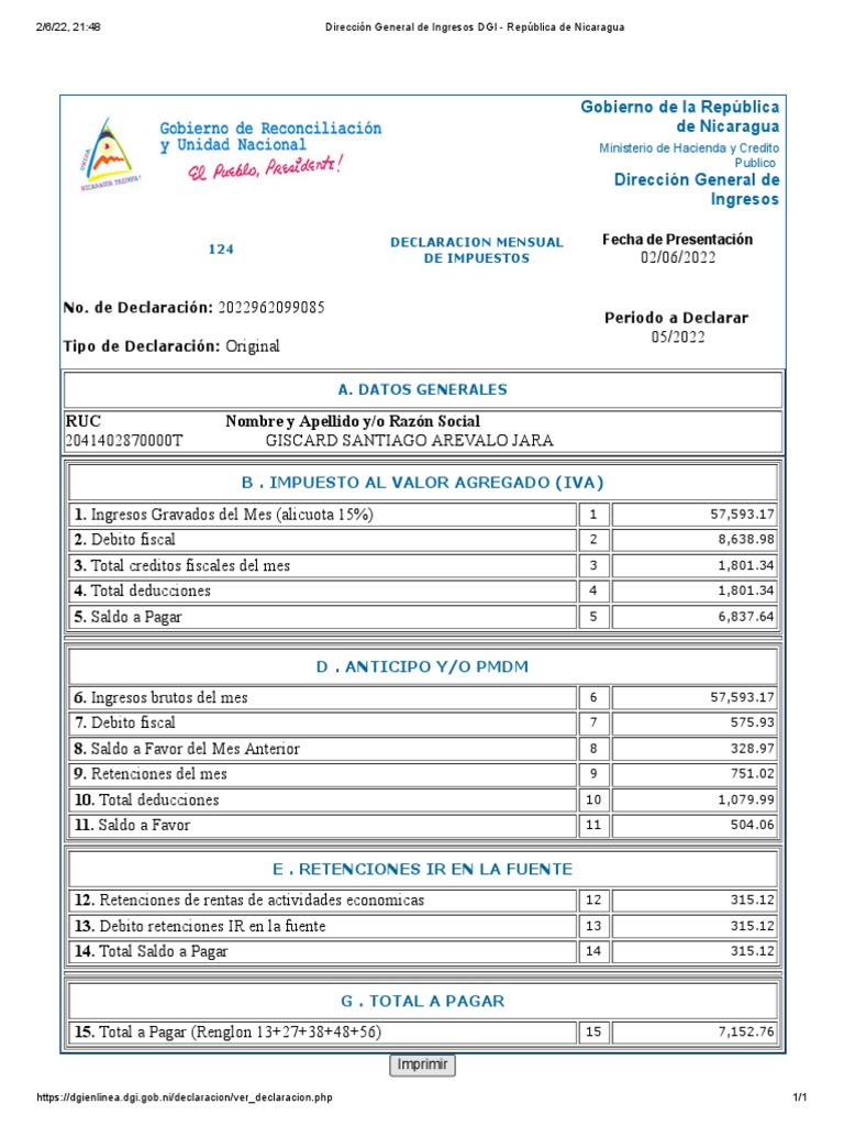 Dirección General de Ingresos DGI - República de Nicaragua | PDF | Economias | Pagos