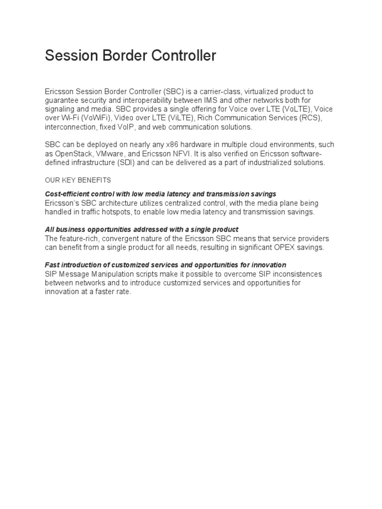Session Border Controller | PDF
