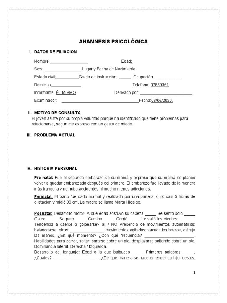 Anamnesis Psicológica 1 | PDF | Alergia | Reproducción humana
