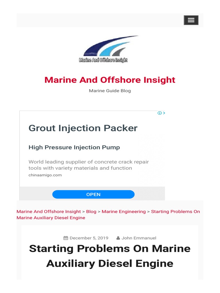 Starting Problems On Marine Auxiliary Diesel Engine - Marine and ...