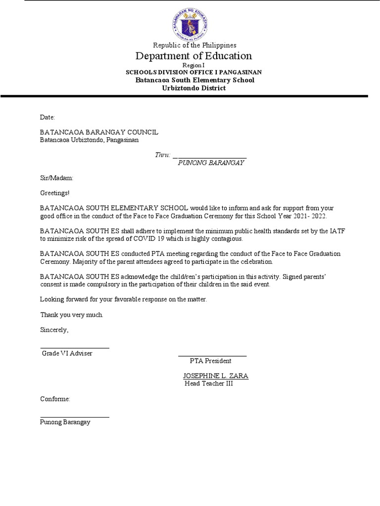 Department of Education: Batancaoa South Elementary School Urbiztondo ...