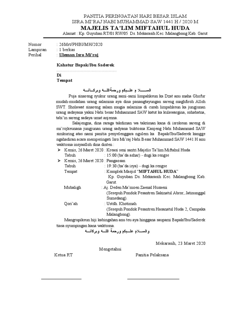 Surat Undangan Phbi | PDF