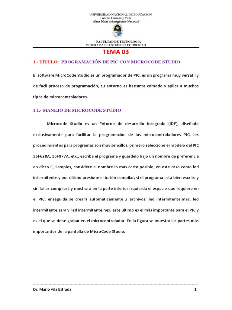 Programación PIC con MicroCode Studio | PDF | Microcontrolador | Programación de computadoras